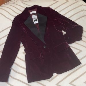 Mango | Jackets & Coats | Restocked Mng Mango Red Velvet Blazer Black ...